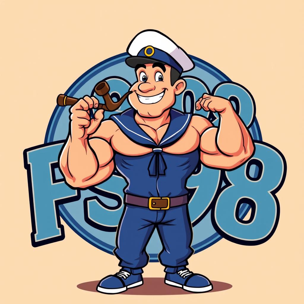 Classic Sailor Flexing Muscles - Cartoon Style