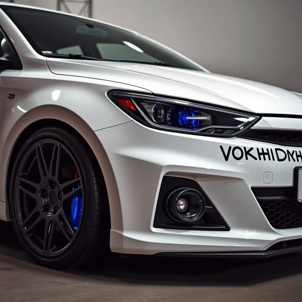 Sleek Setup: White Uzbek Lada with Spoiler