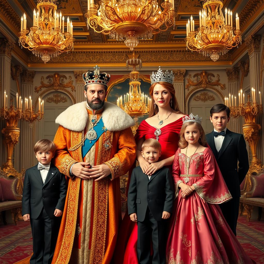 Majestic Royal Family Portrait in an Opulent Palace