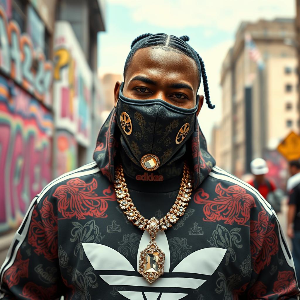 Urban Vibes: Rapper in Adidas with Persian Flair