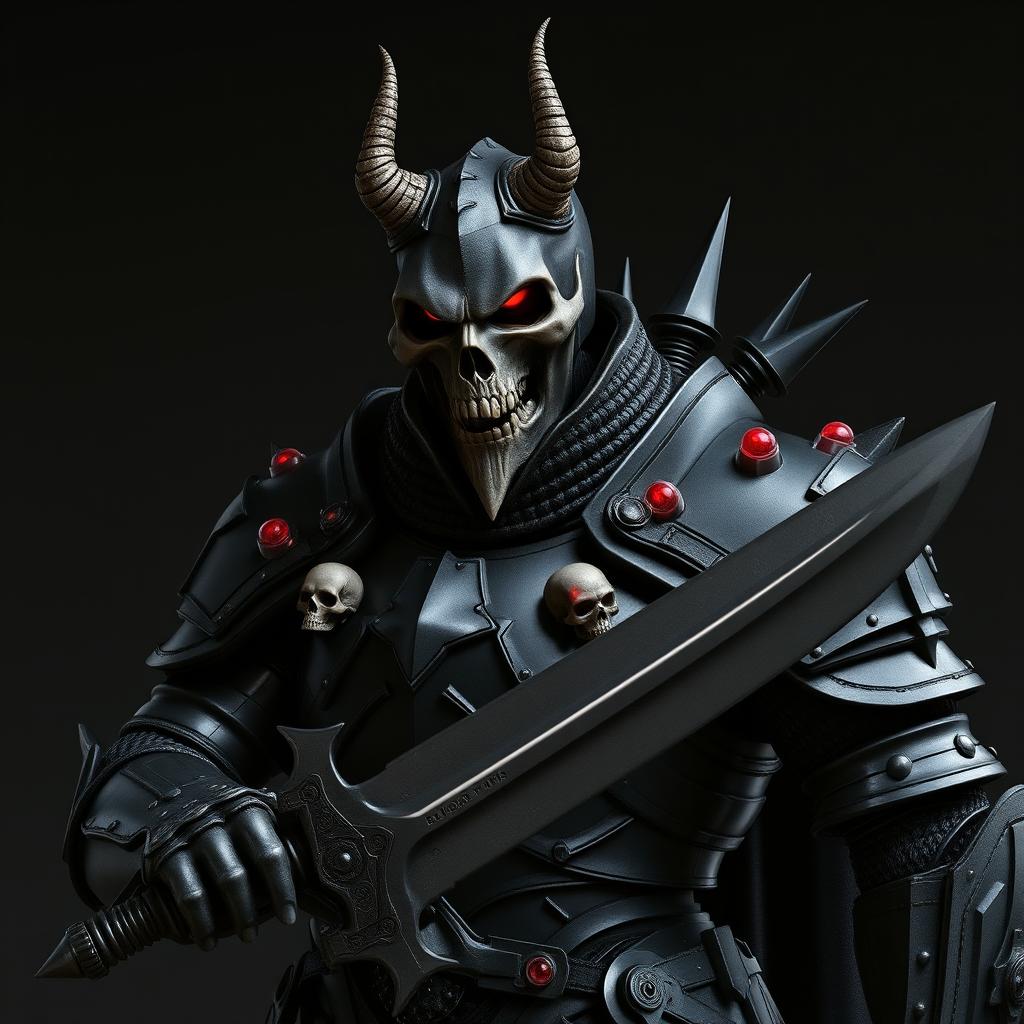 Unleash the Dark Warrior: Armored Figure in Black