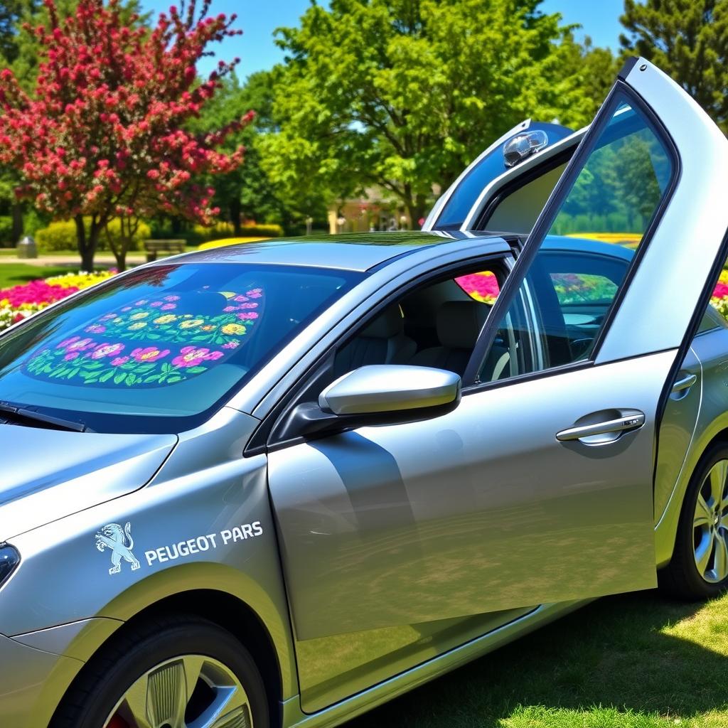 Silver Iranian Peugeot Pars in a Scenic Park