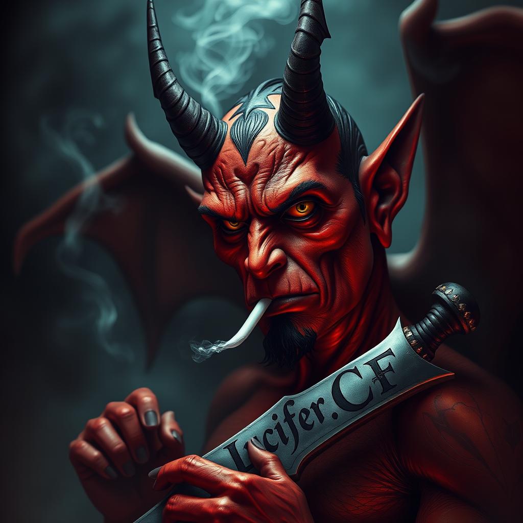 The Sinister Charm: Devil with a Cigarette and Sword