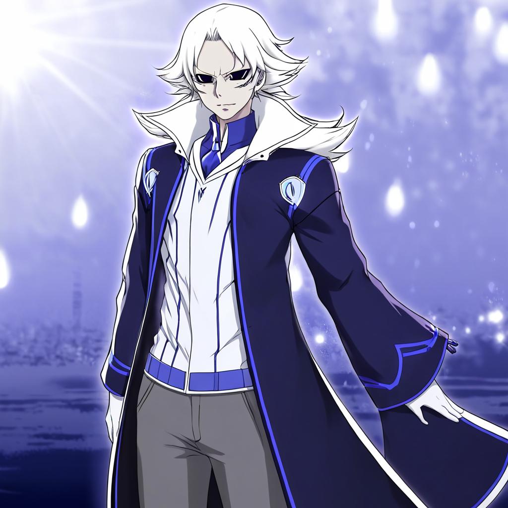 Intriguing Humanized Skeleton Anime Character with Ethereal Background