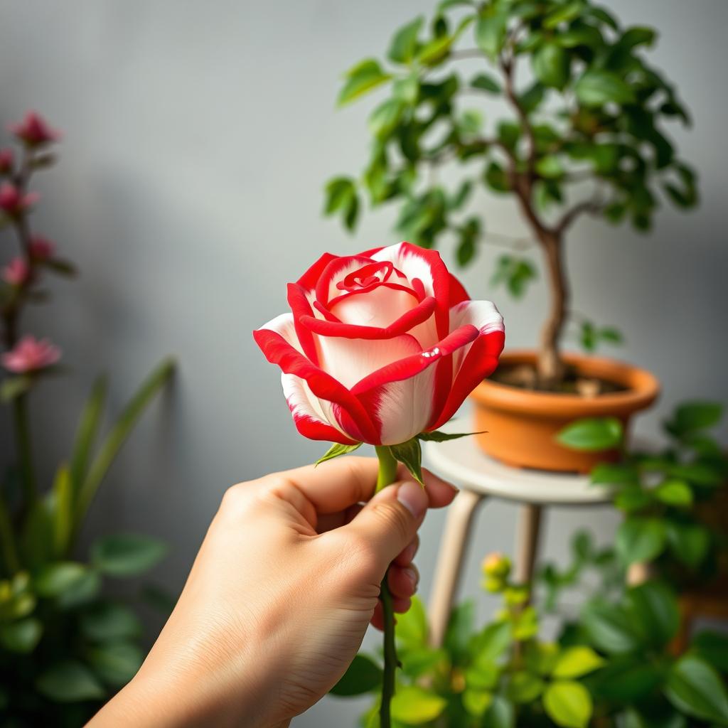 Captivating Close-Up: Striking Red and White Rose