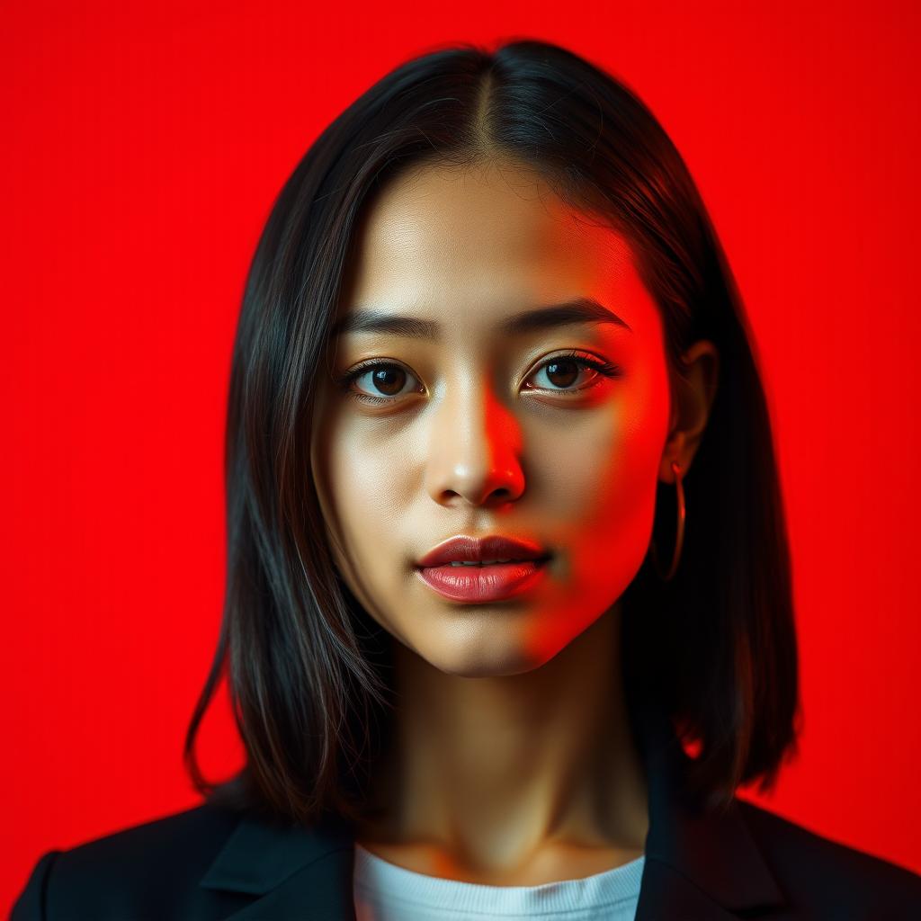 Express Yourself: Bold Portrait Against Red