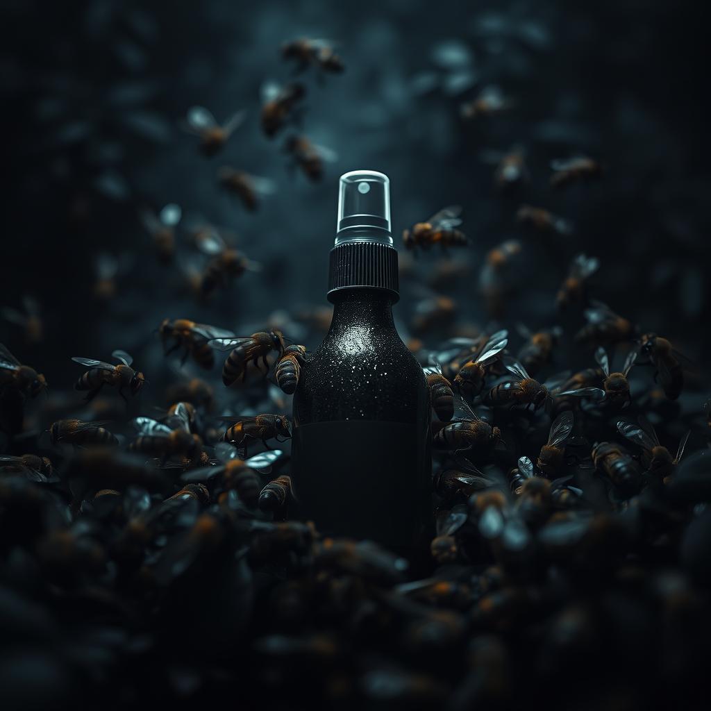 Embrace the Buzz: Black Honey Spray & Menacing Bees