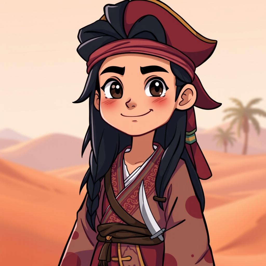 Anime-Inspired Omani Style: Young Man in Traditional Attire