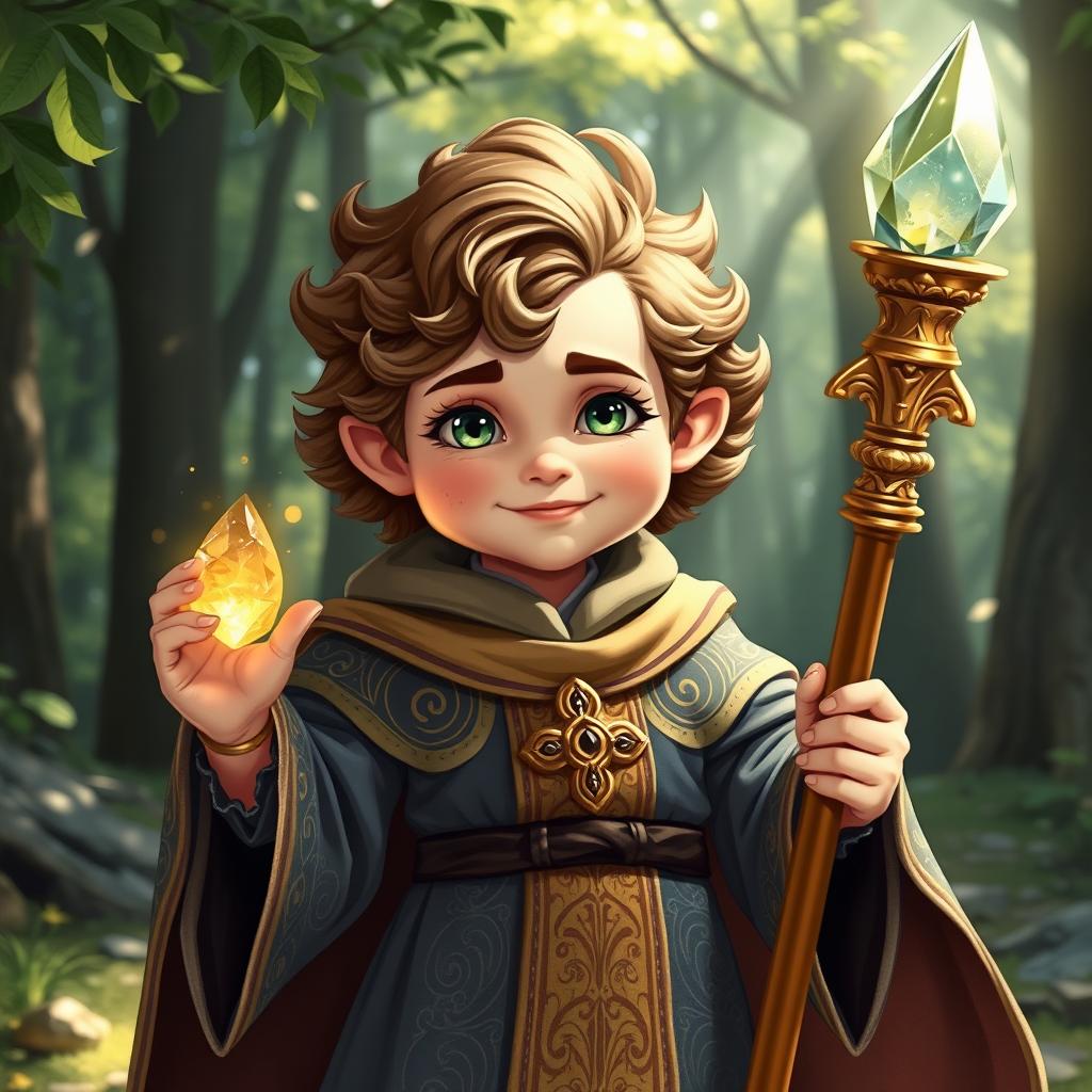 Charming Halfling Priest in D&D Style