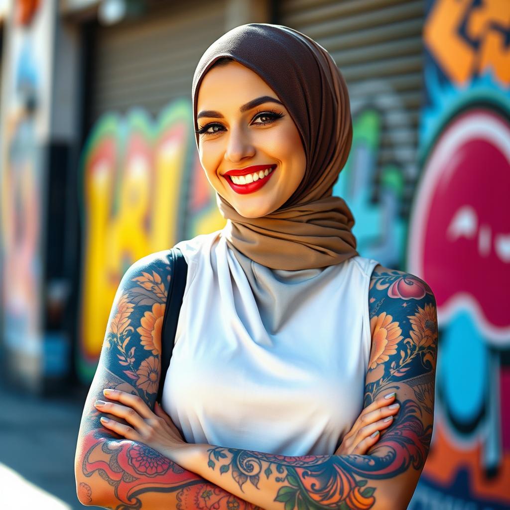 Celebrate Beauty: A Muslim Woman with Vibrant Tattoos