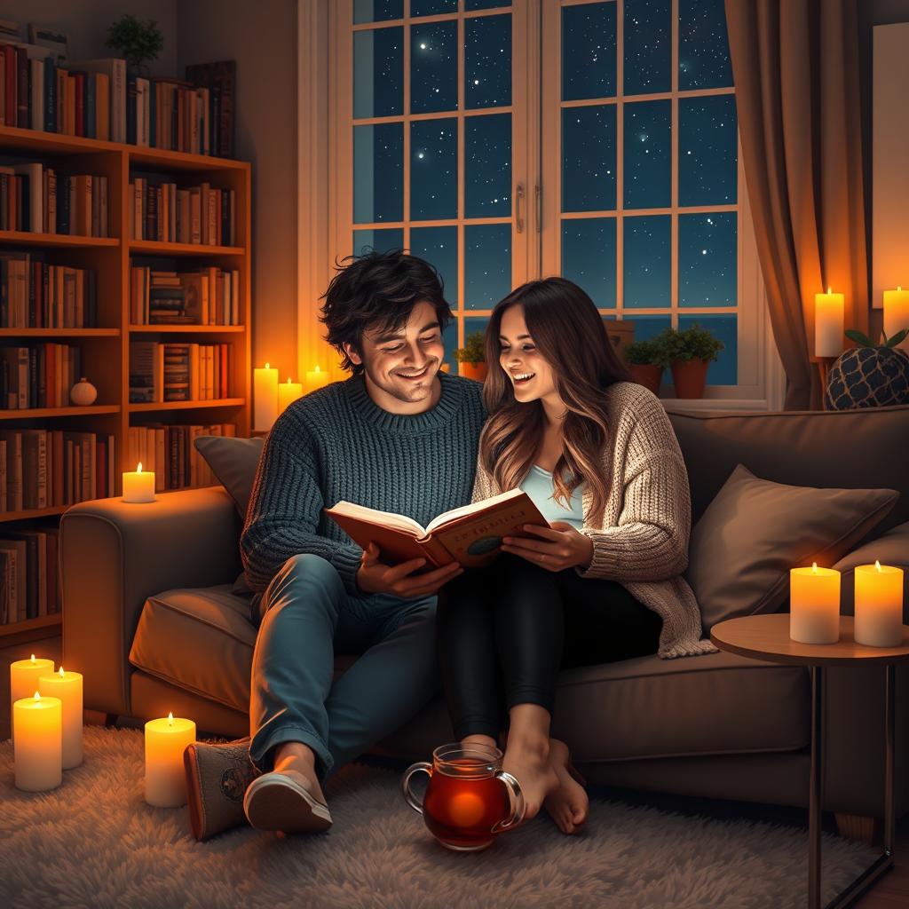 Cozy Romance: A Couple's Intimate Reading Scene