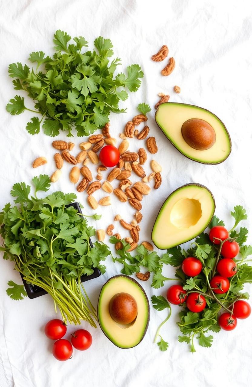 Keto Feast: Overhead View of Delicious Ingredients