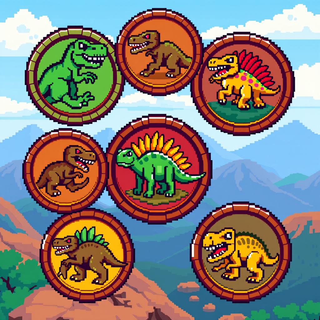 Dino Coins: Retro Pixel Art Treasures