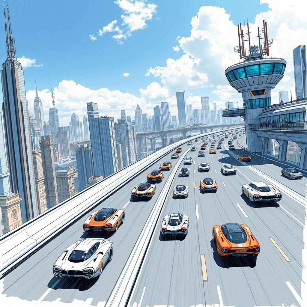 Sky High: Futuristic Flying Car Traffic System