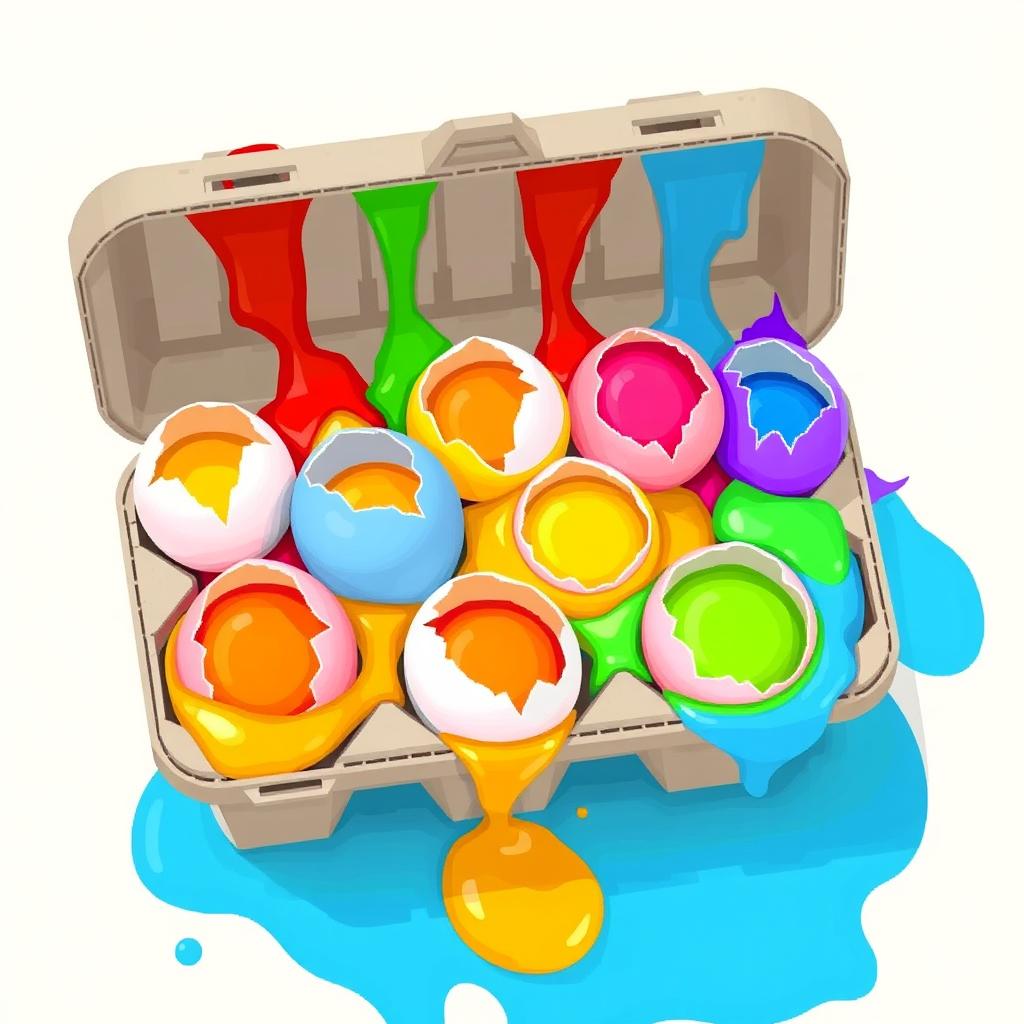 Colorful 8-Bit Egg Carton - Pixel Art Fantasy
