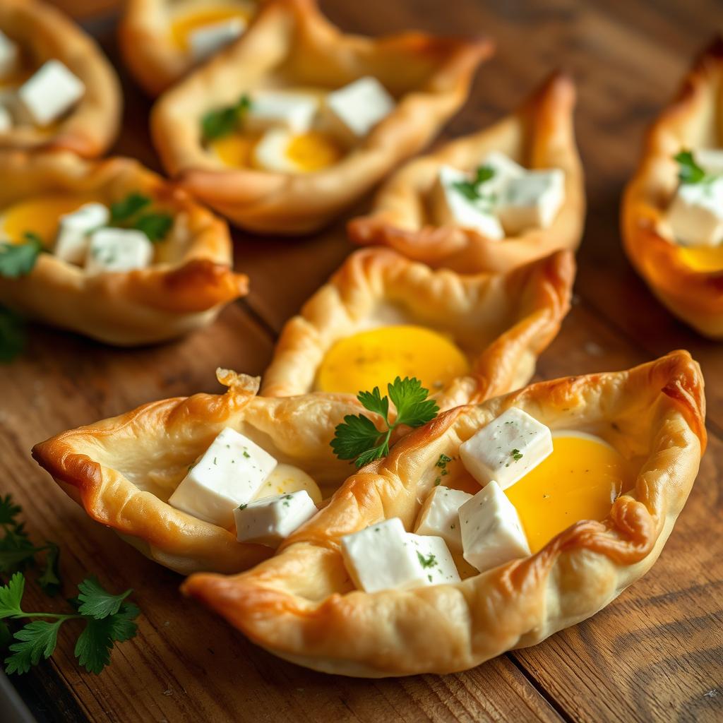 Delicious Whole Wheat Pastry Boats with Egg & Feta