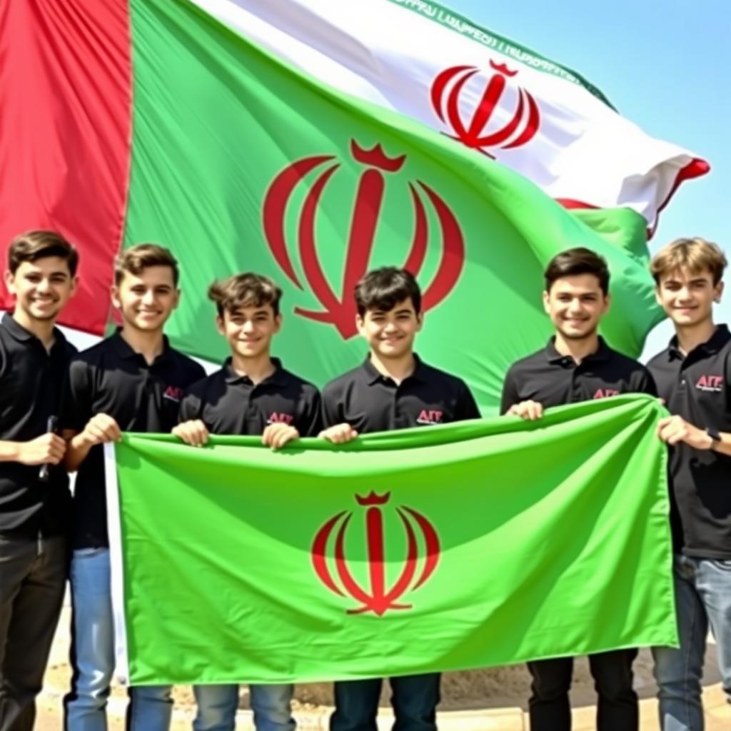 Unity in Pride: Iranian Teens with Green Flag