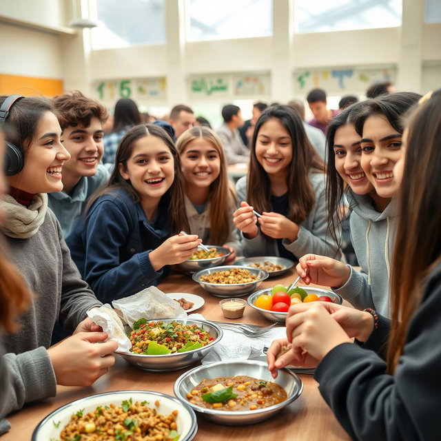 Vibrant Iranian School Cafeteria: A Celebration of Diversity