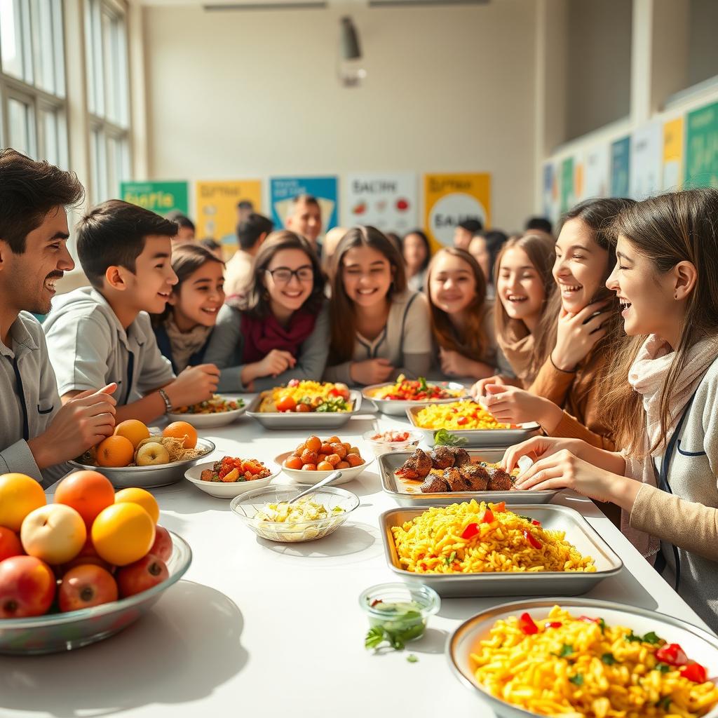 Vibrant Iranian School Cafeteria: A Celebration of Diversity