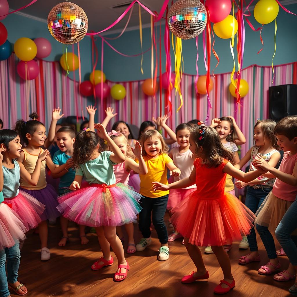 Dance Party Delight: Kids in a Colorful Celebration