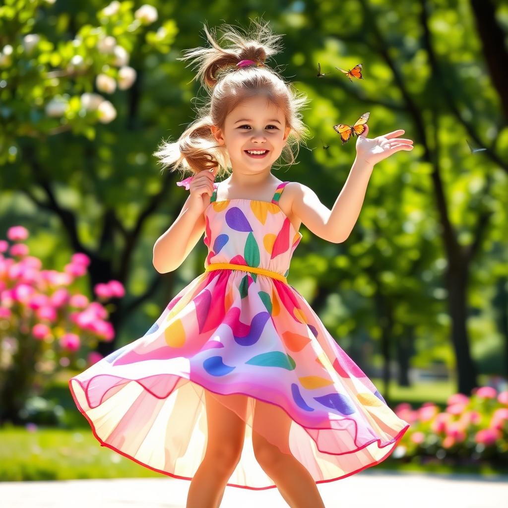 Joyful Dance in a Sunlit Park: A Celebration of Youth and Nature