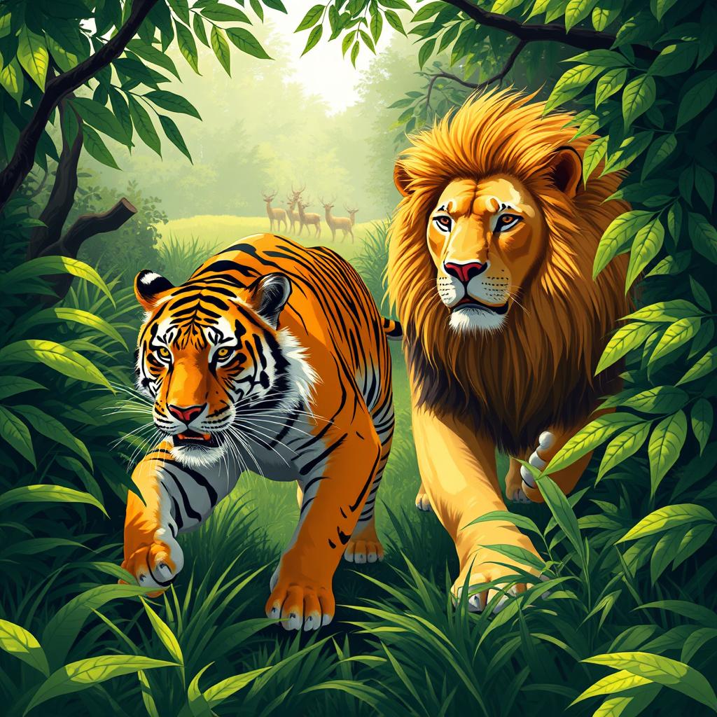 Harmony in the Jungle: Tiger and Lion Team Up