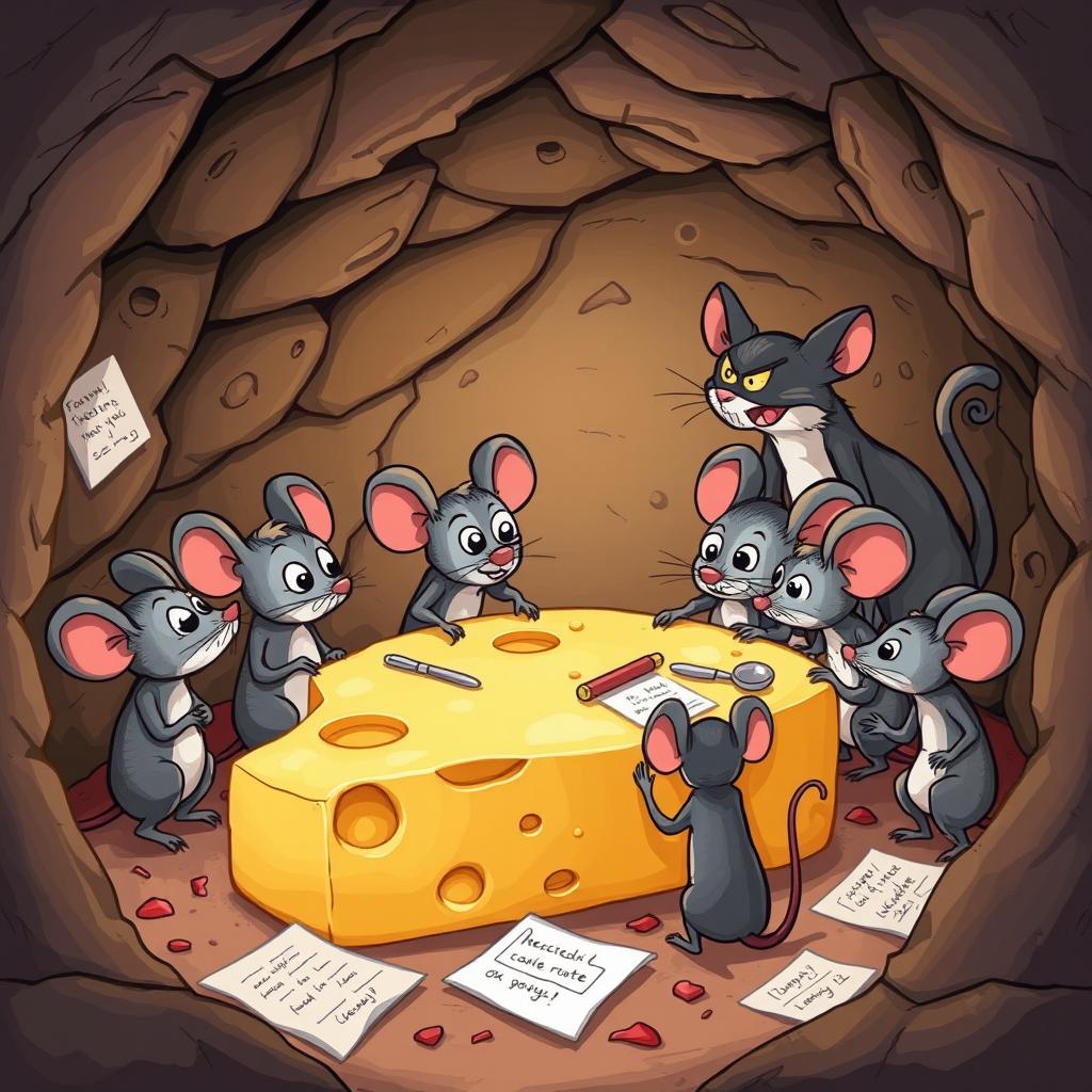 Whimsical Cartoon Mice Planning Their Next Adventure