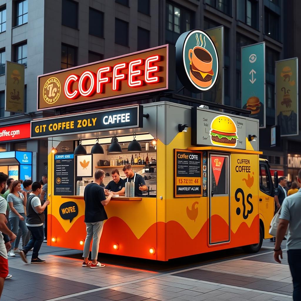 Sip in Style: Vibrant Quarter-Shaped Coffee Shop