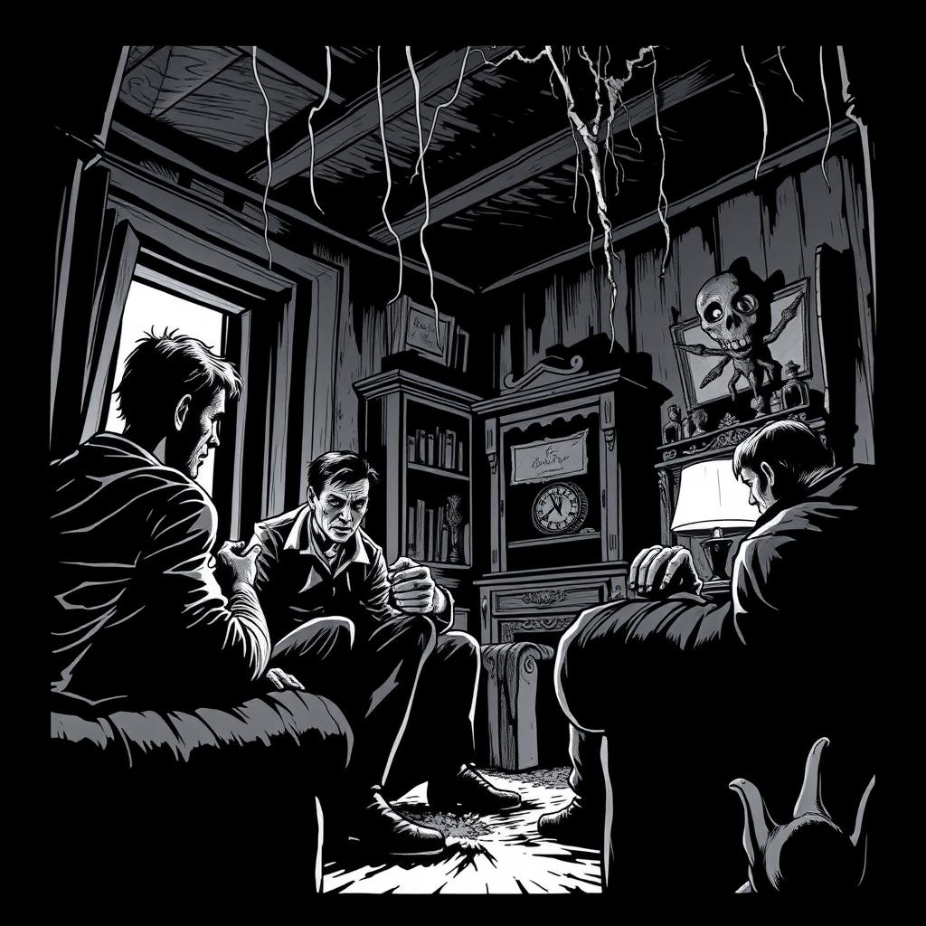 Tension in Shadows: A Dark Horror Scene