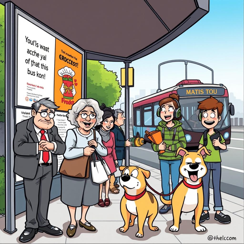 Comic Chaos at the Bus Stop