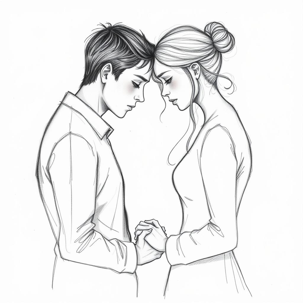 A Poignant Connection: Sad Couple Drawing