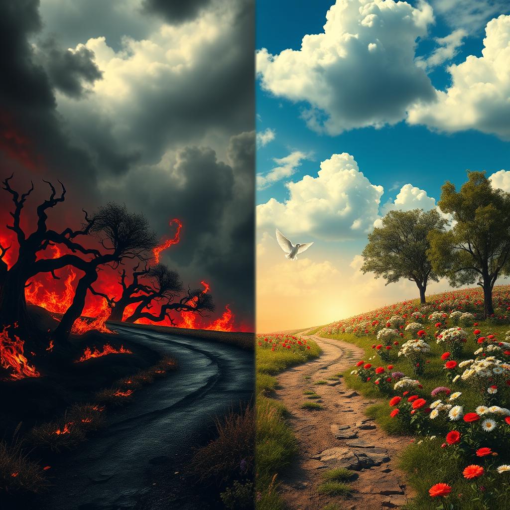 Explore the Surreal Split Path to Heaven and Hell