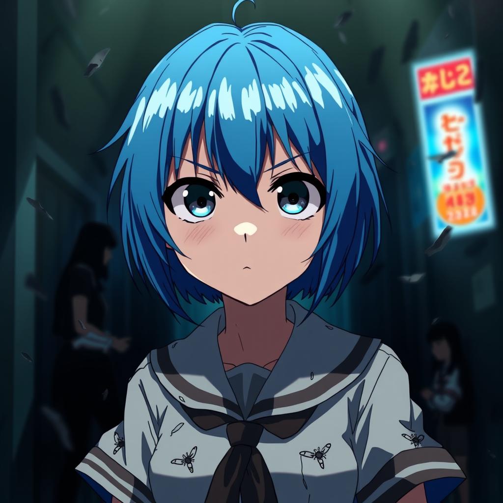 Dramatic Dystopian Anime Girl: Defiance in Darkness