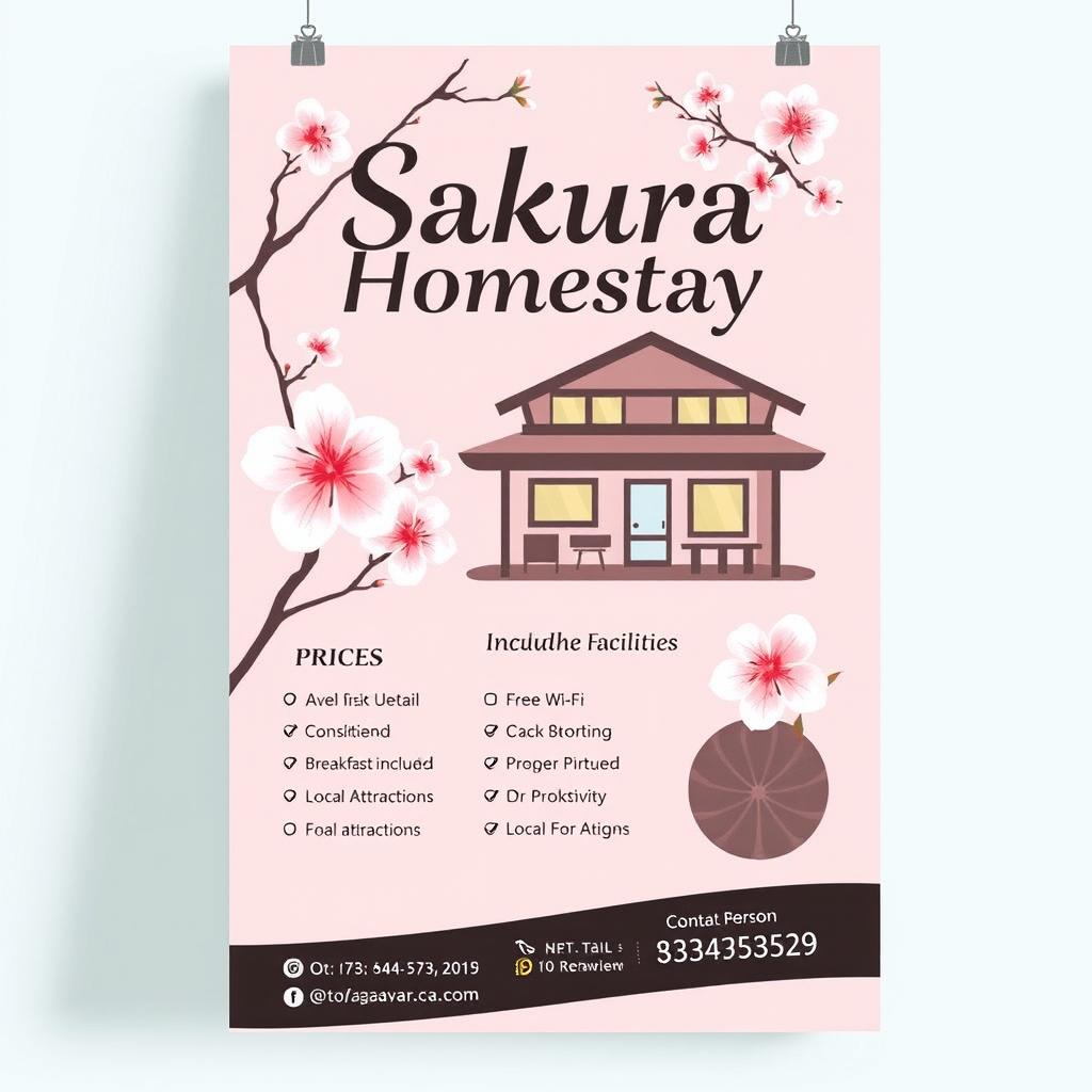 Elegant Sakura Homestay Poster Design
