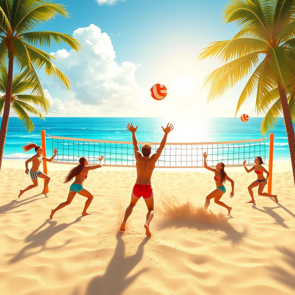 Dive Into the Action: Beach Volleyball Match