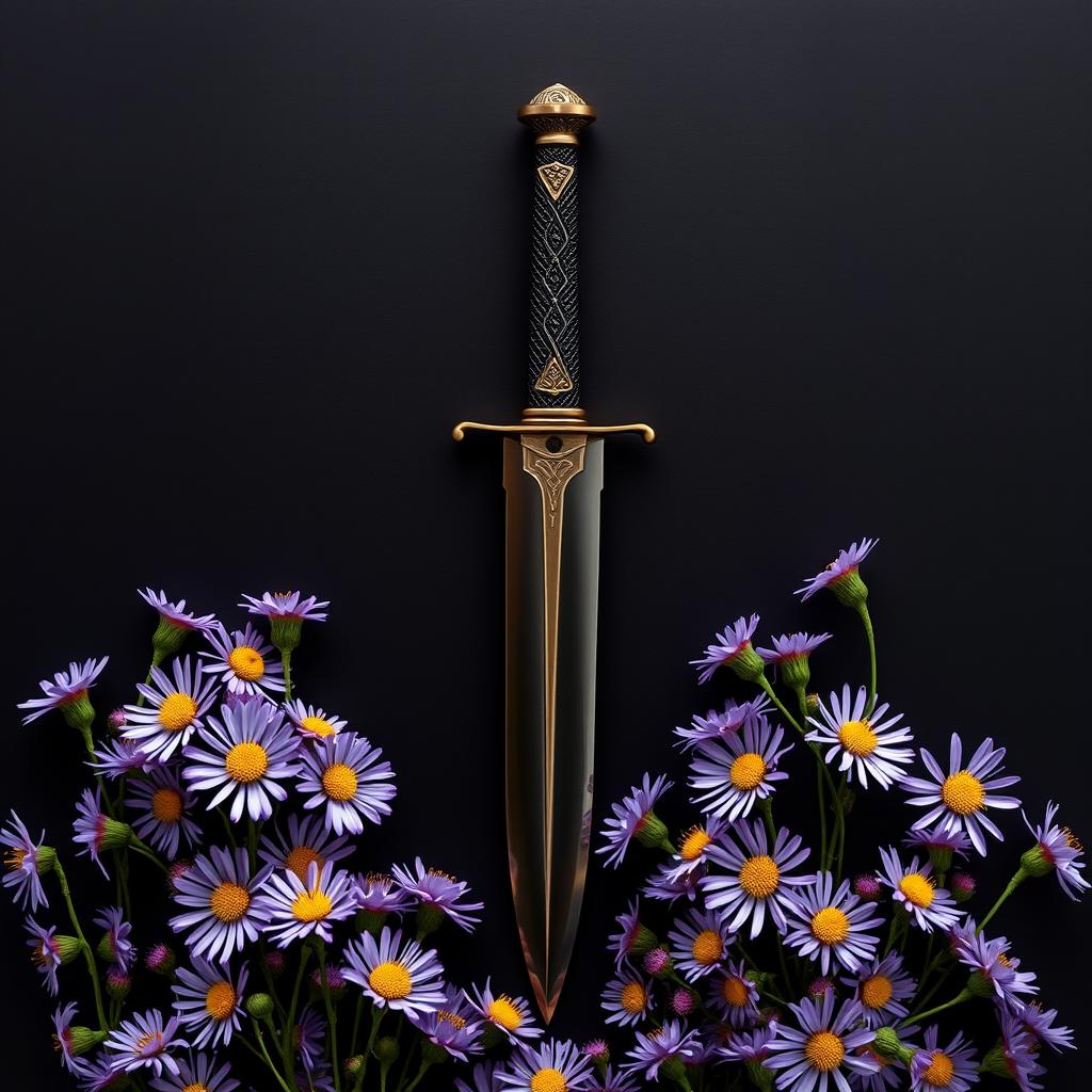 Enchanting Ritual Dagger Among Purple Asters