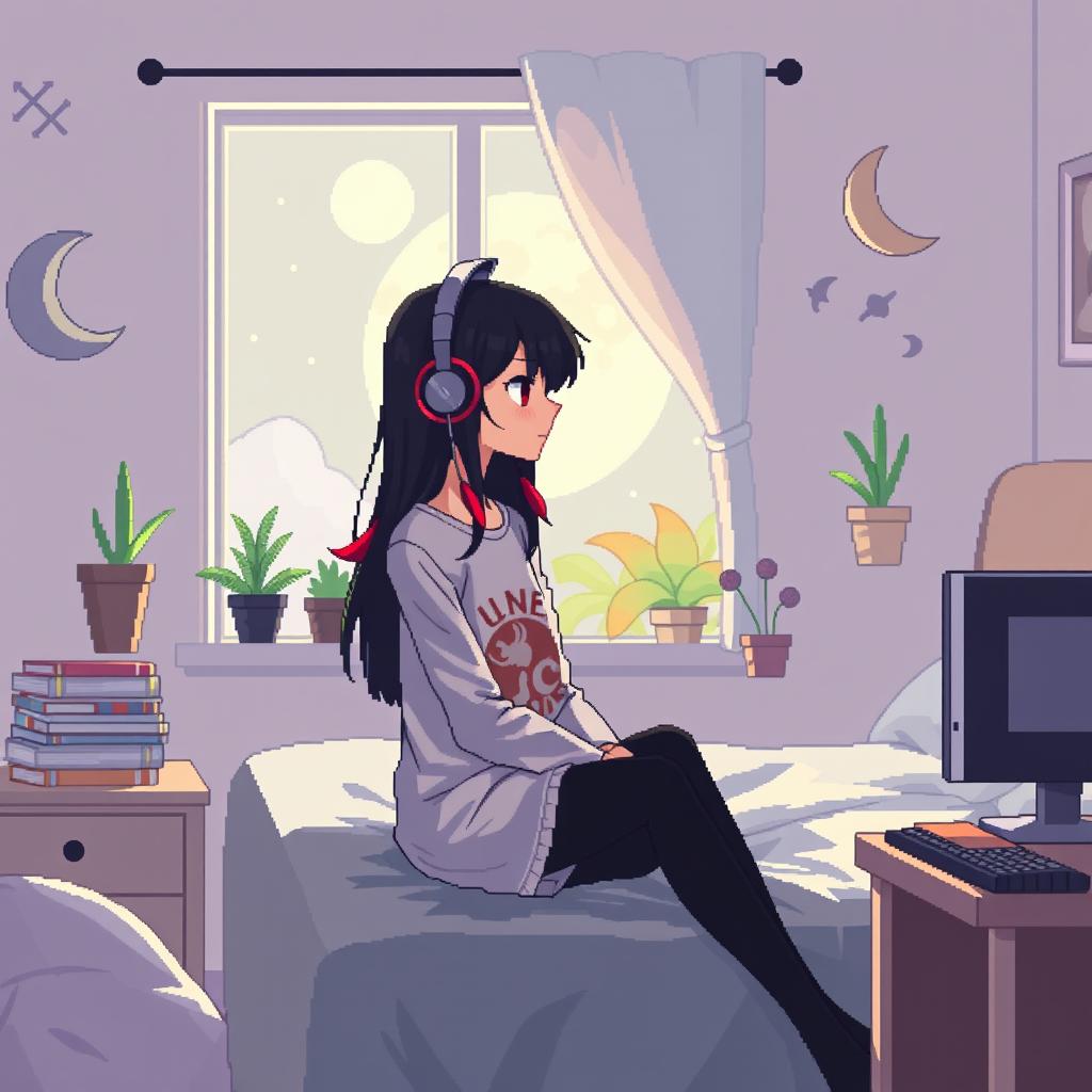 Cozy Pixel Girl: Embrace Comfort & Home