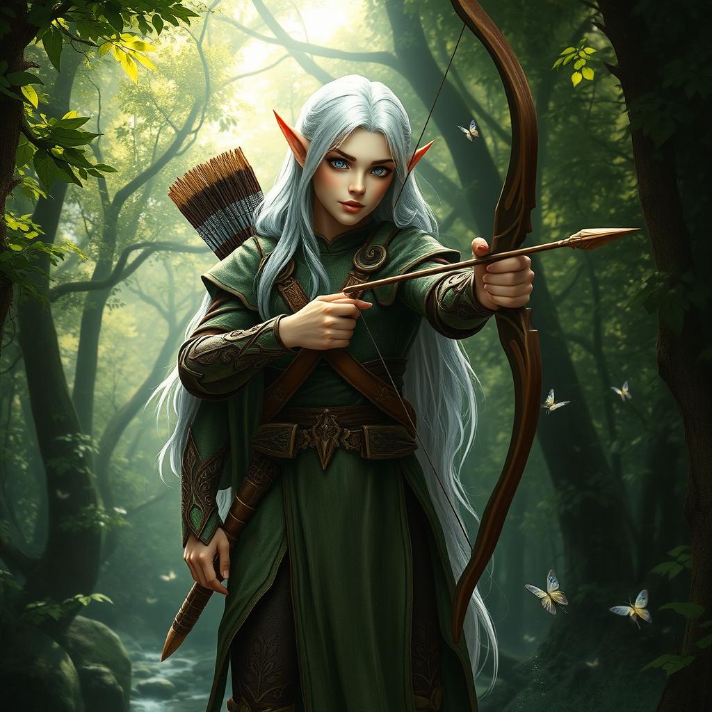 Enchanted Elf Archer in a Lush Forest