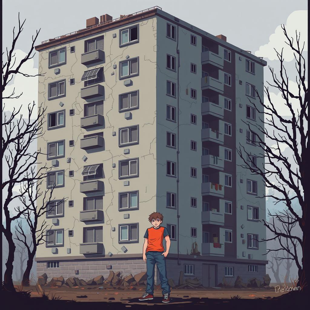 Explore the Charm of Decay: Pixel Art Apartment Building