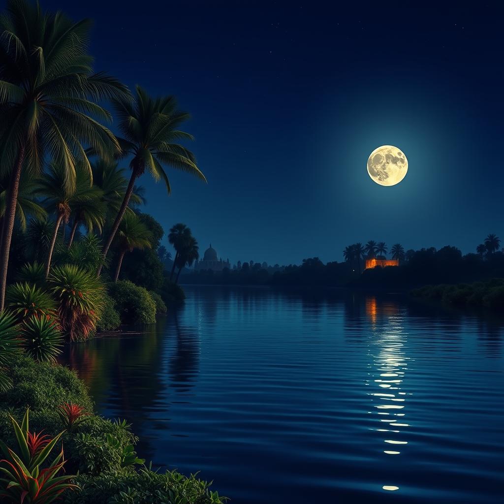 Serenity Under the Stars: The Nile River at Night