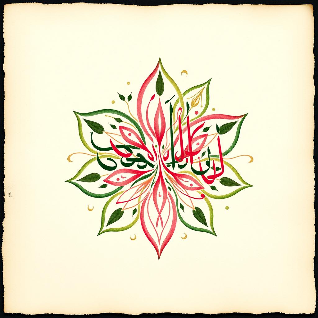Intricate Javanese Calligraphy Flower Design