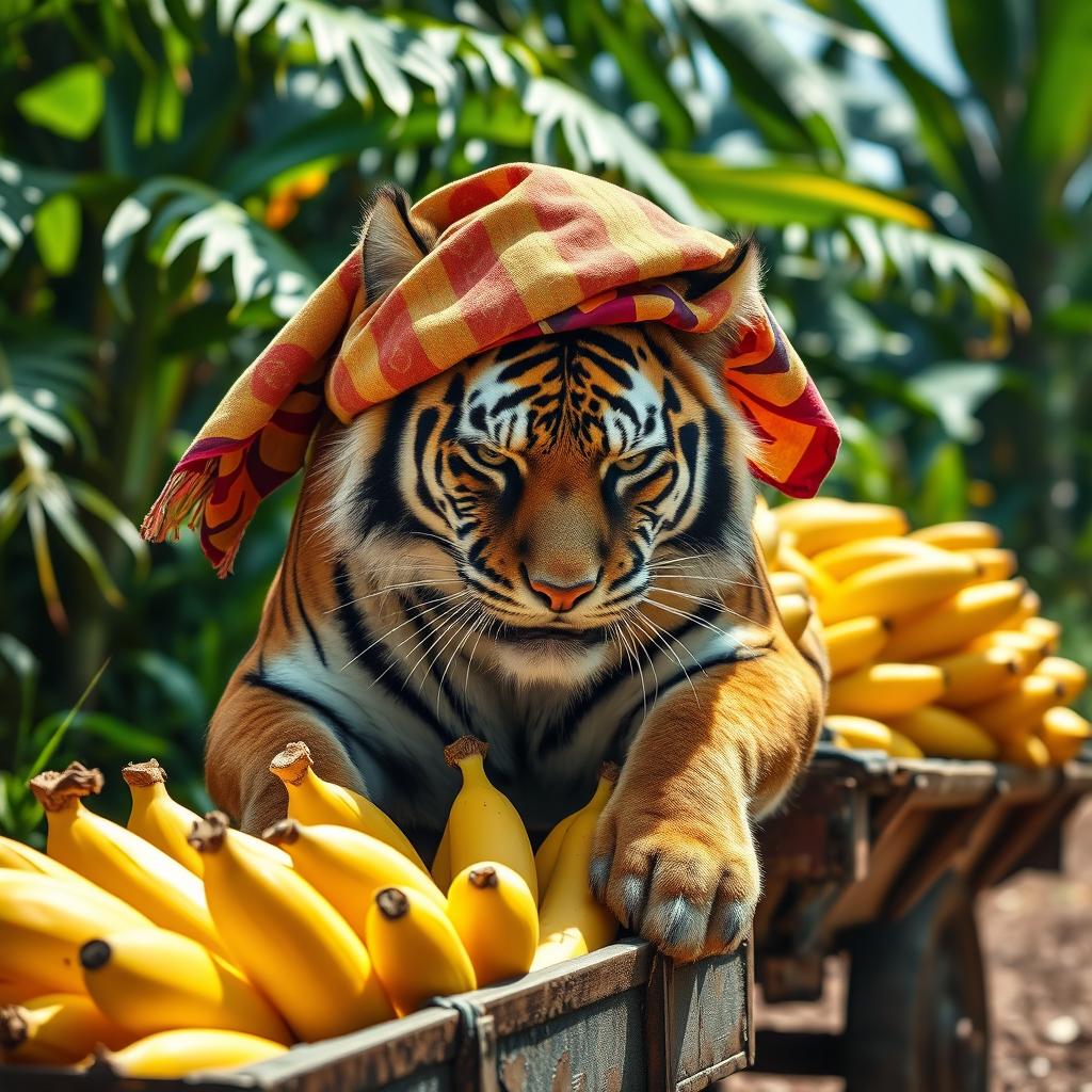 Tropical Adventure: Tiger with Bananas