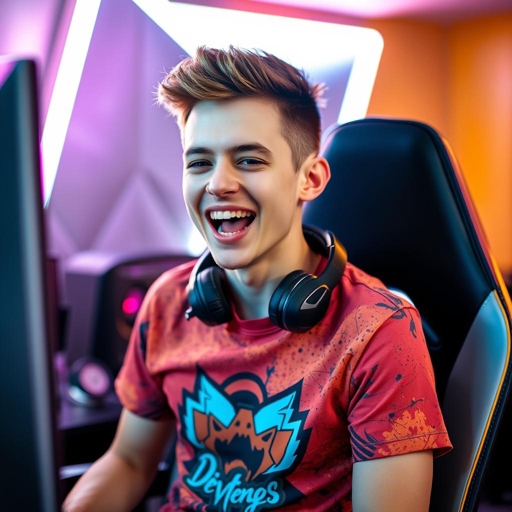 Energized Streamer: Dynamic Portrait of a Young Male