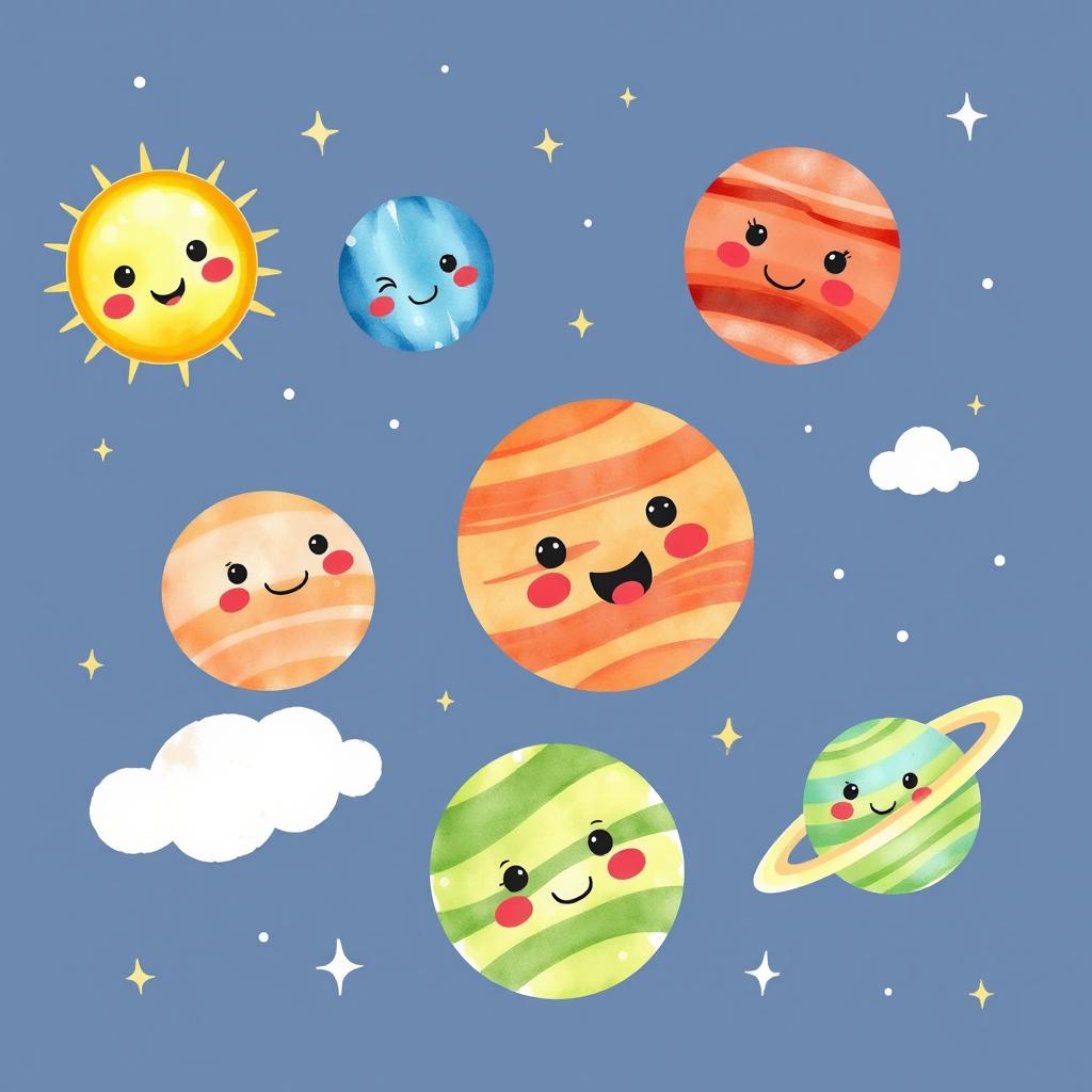 Cute & Colorful Planets: A Whimsical Watercolor Adventure