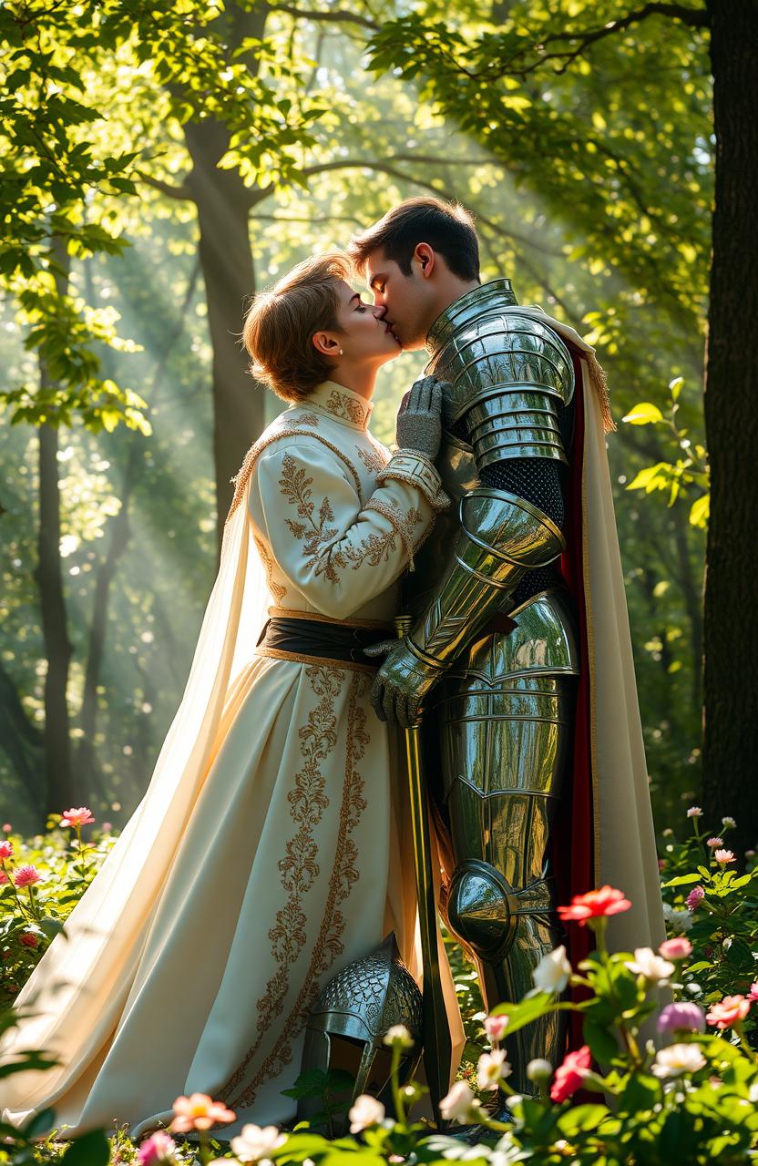 Epic Romance: Prince & Knight's Passionate Kiss