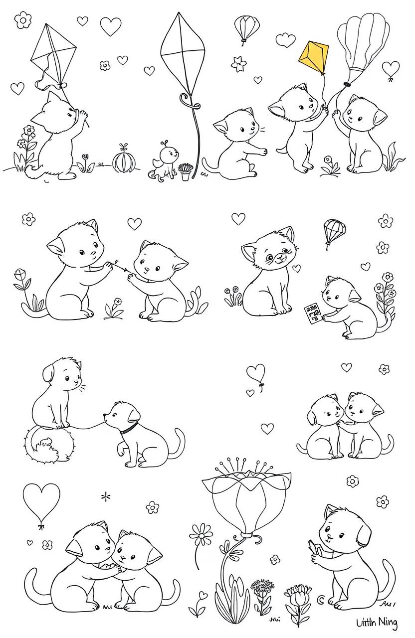 Delightful Pairs: Coloring Book Illustrations