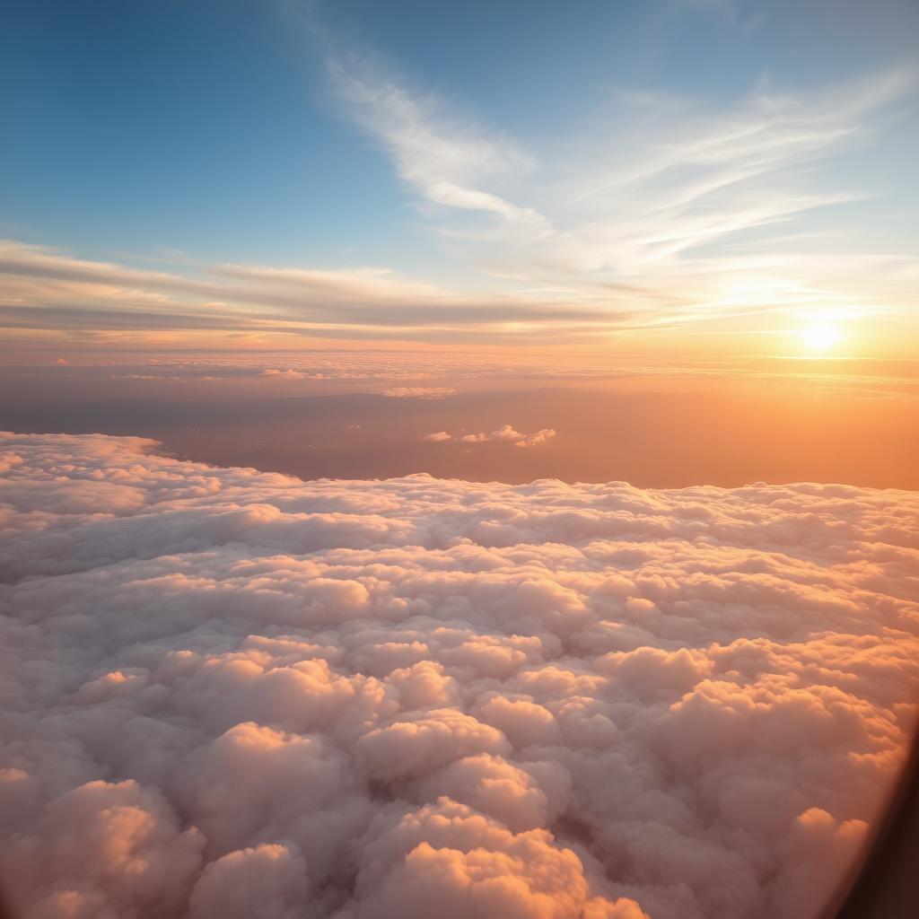 Breathtaking Aerial View: Golden Clouds Below