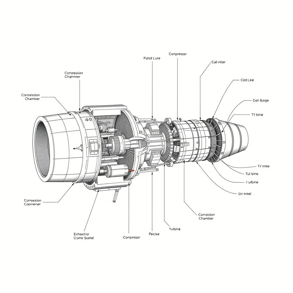 In-Depth Turbojet Engine Schematic Diagram