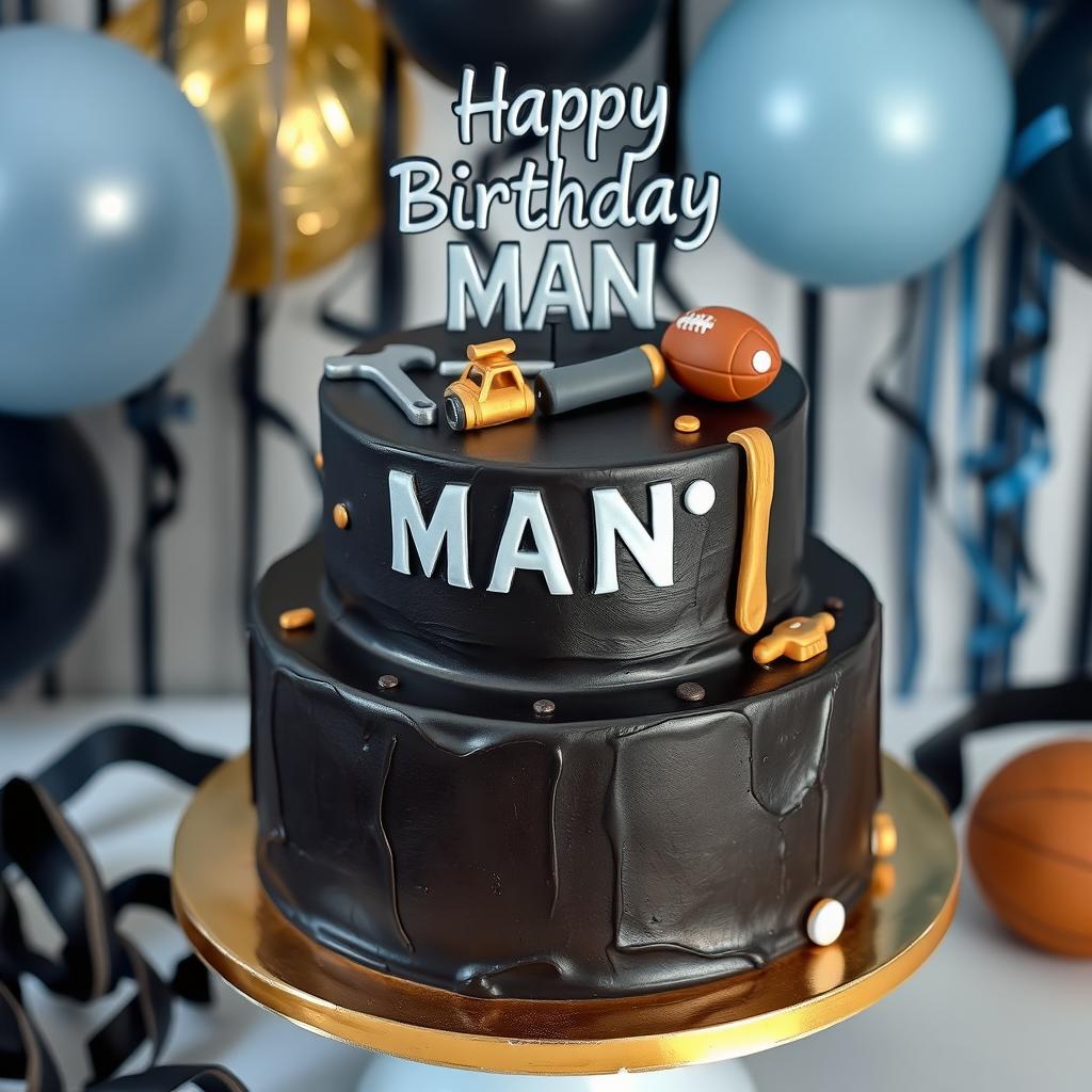 Sleek Men's Birthday Cake: Modern Elegance