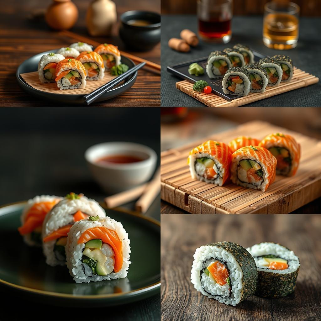 Artistic Sushi Presentation: A Visual Journey of Colorful Rolls
